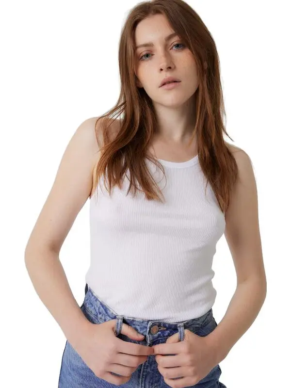 Majestic Filatures Lyocell Cotton Baby Rib Scoopneck Tank - Blanc