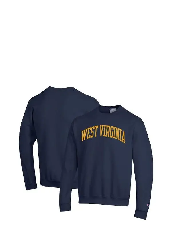 Champion West Virginia Mountaineers Basic Arch Fleece Pullover Sweatshirt - Navy