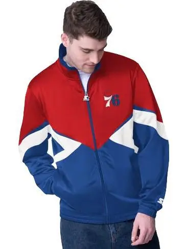 STARTER Philadelphia 76ers Rush Applique Track Jacket - Red