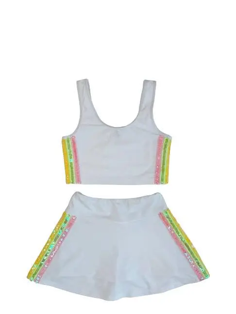 LOLA + THE BOYS Sequin Tennis Set - White