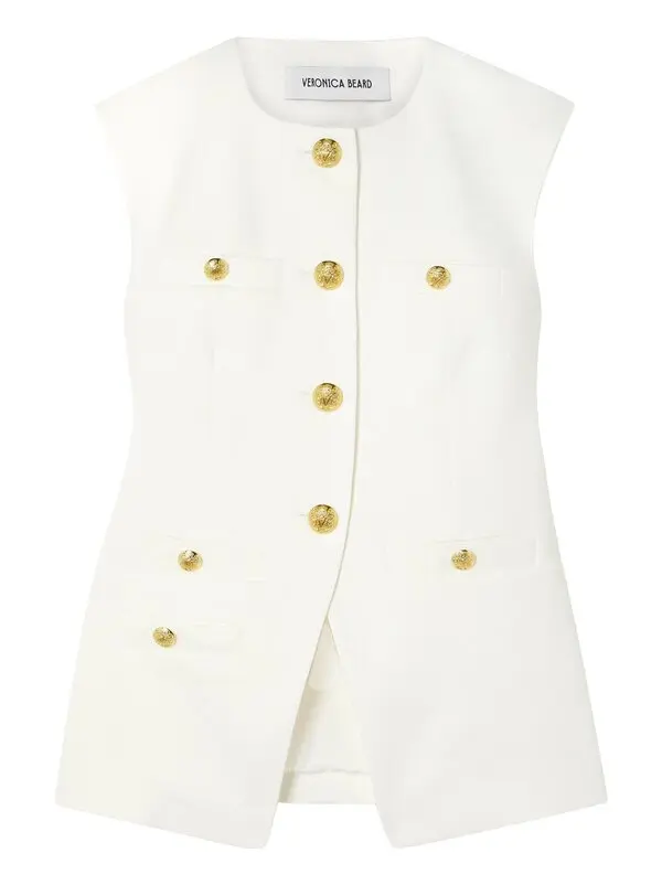 Veronica Beard Tamara Linen-blend Twill Vest - Off-white