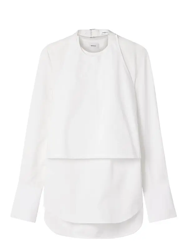 Wardrobe.NYC Convertible Layered Cotton-poplin Shirt With Buckle Detail - White