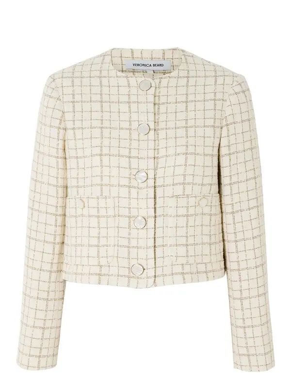 Veronica Beard Andrea Metallic Cotton-blend Tweed Jacket - Ivory