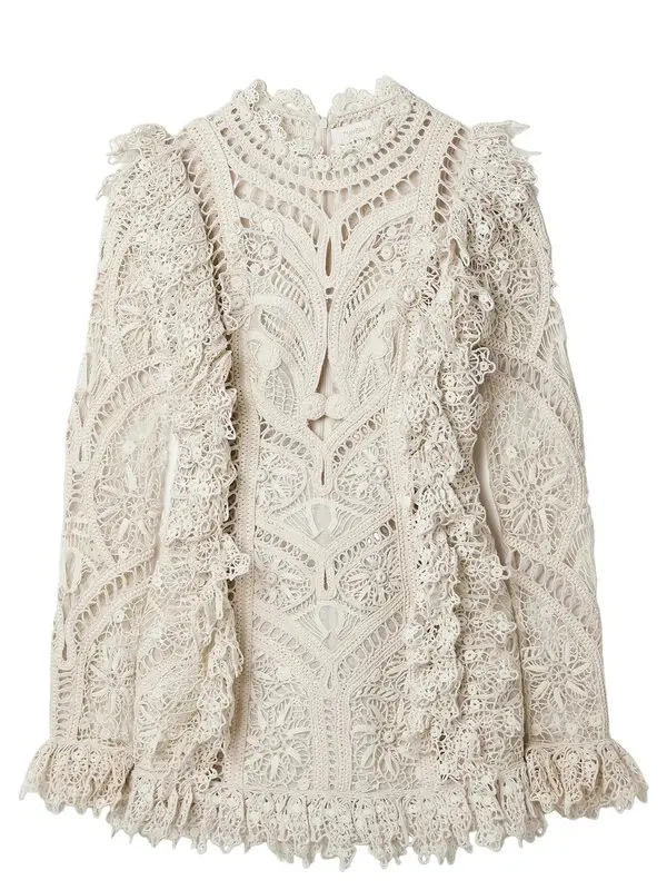 Zimmermann Illuminate Cornelli Ruffled Mini Dress - Cream