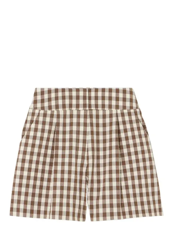 Veronica Beard Haina Gingham Cotton-blend Seersucker Shorts - Brown