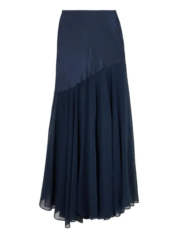 Tove Sinead Asymmetric Silk-satin And Georgette Maxi Skirt - Blue