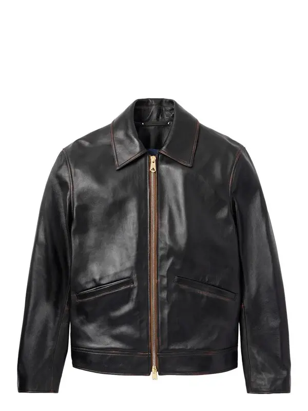 Paul Smith Leather Blouson Jacket - Brown