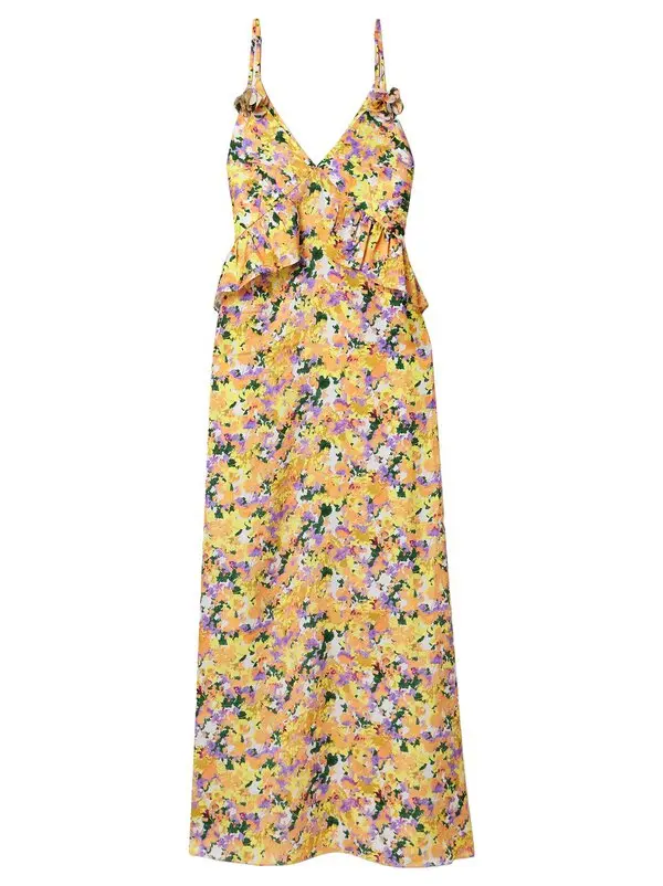 KIKA VARGAS Bel Floral-print Maxi Dress - Yellow