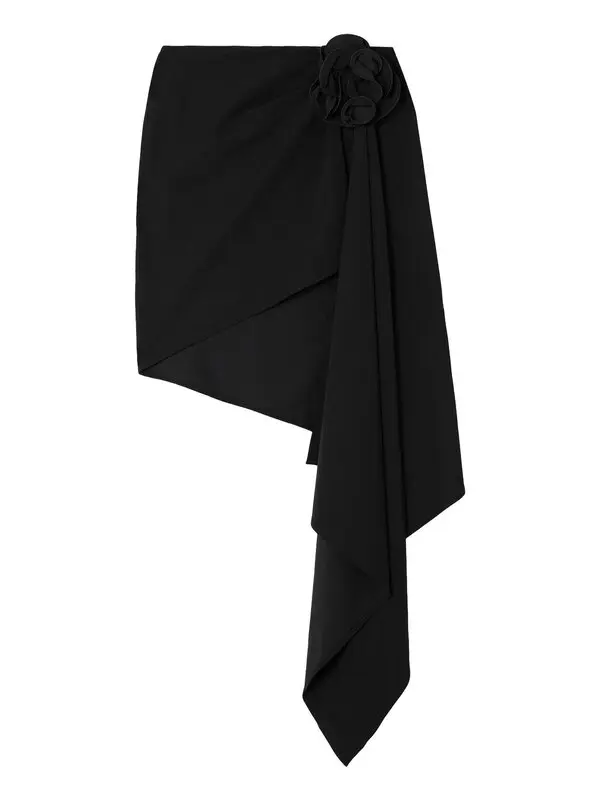 Magda Butrym Asymmetric Appliquéd Draped Skirt - Black