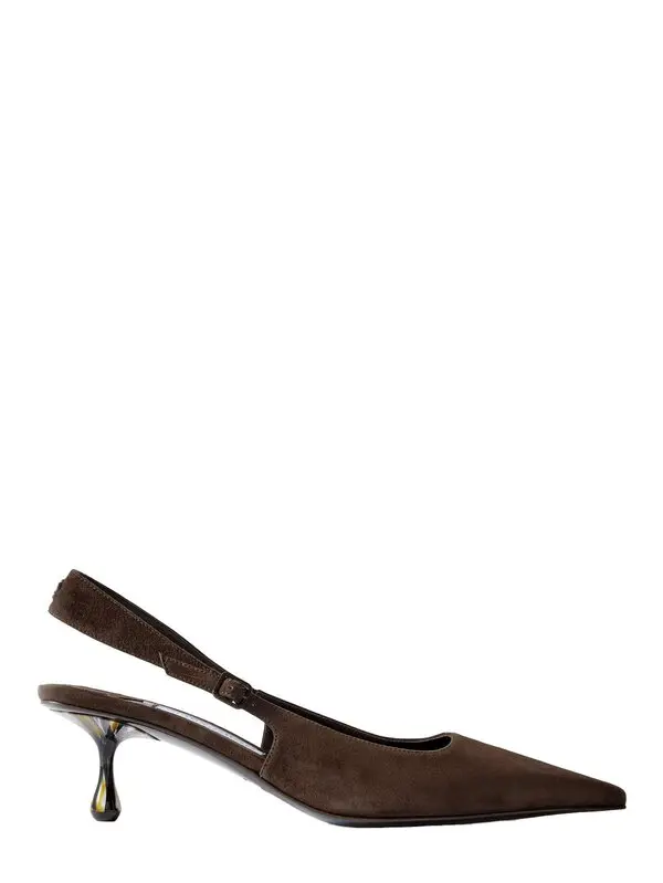 JIMMY CHOO Amel 50 Suede Slingback Pumps - Brown