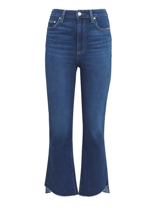 Paige Angled-hem Claudine Flared Jeans - Blue
