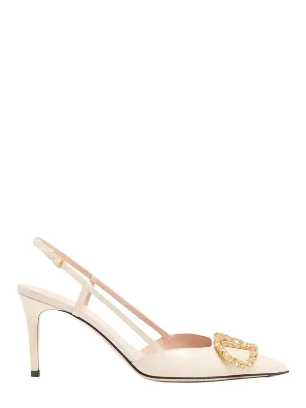 Valentino Garavani 80mm Vlogo Signature Slingback Pumps - Neutrals