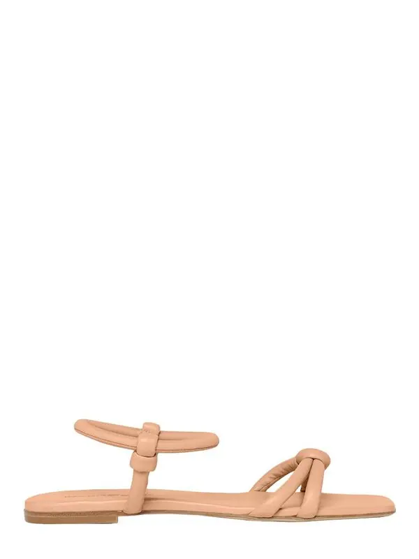 GIANVITO ROSSI Juno Knotted Leather Flat Sandals - Praline