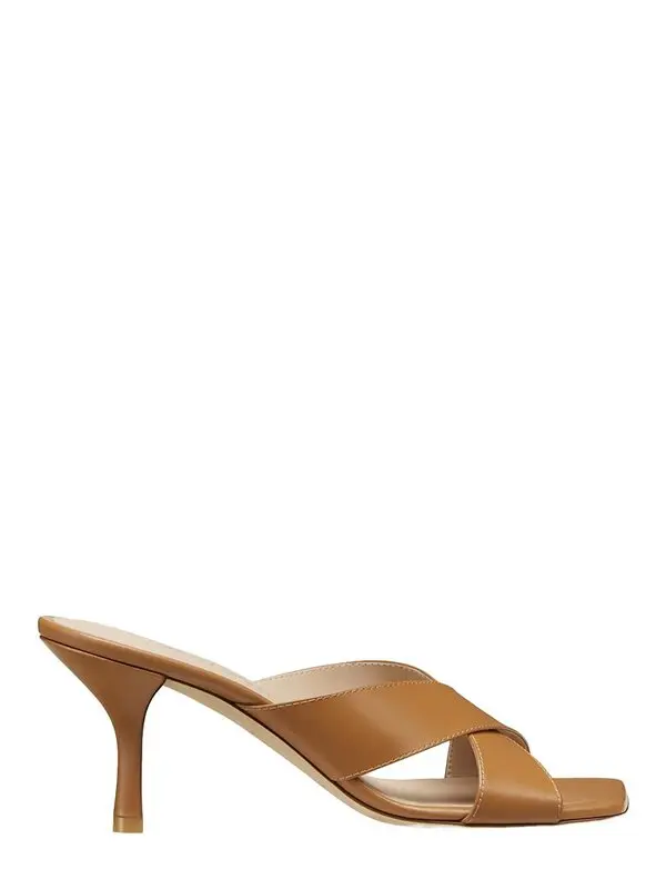 STUART WEITZMAN Dayna Leather Crisscross Slide Sandals - Macchiato