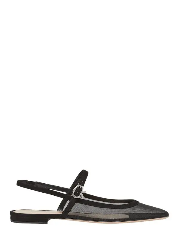 GIANVITO ROSSI Mesh Mary Jane Ballerina Flats - Black