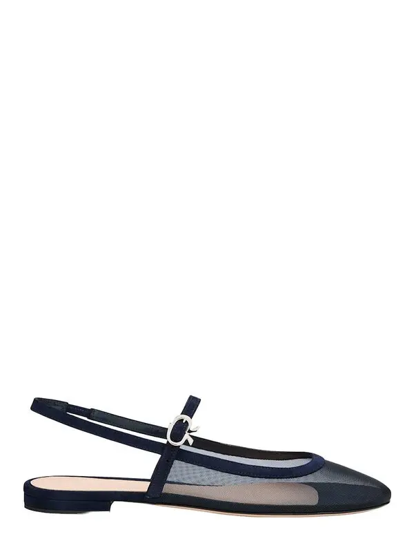 GIANVITO ROSSI Mesh Mary Jane Ballerina Flats - Denim
