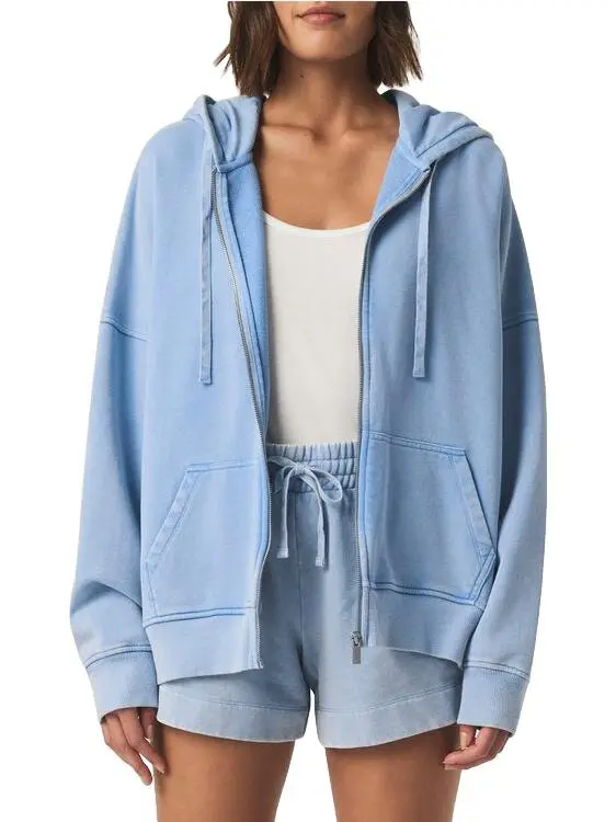 Splendid Stripe Terry Zip Up Hoodie - Blue