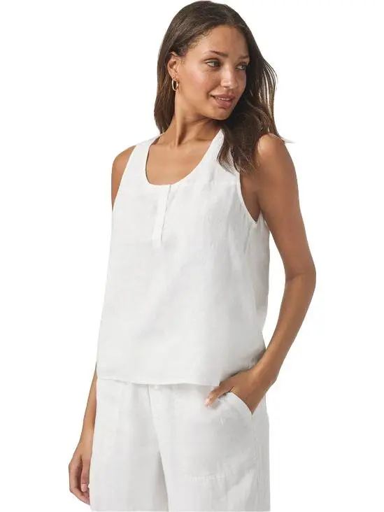 Splendid Stella Linen Tank - White