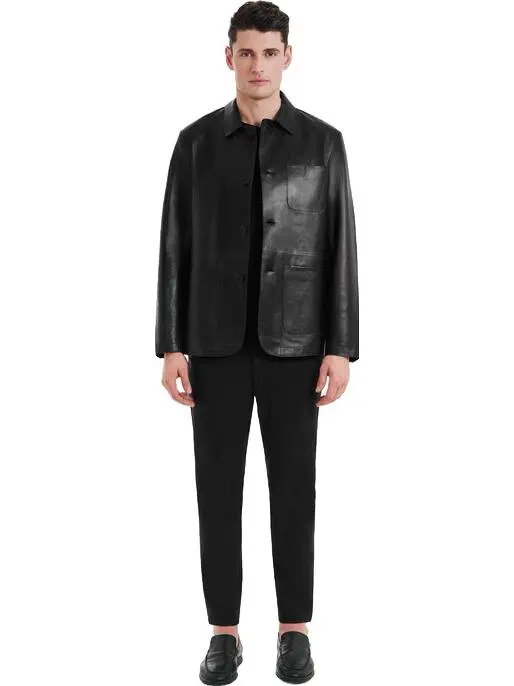 Rudsak Darrell Leather Shirt Jacket - Black