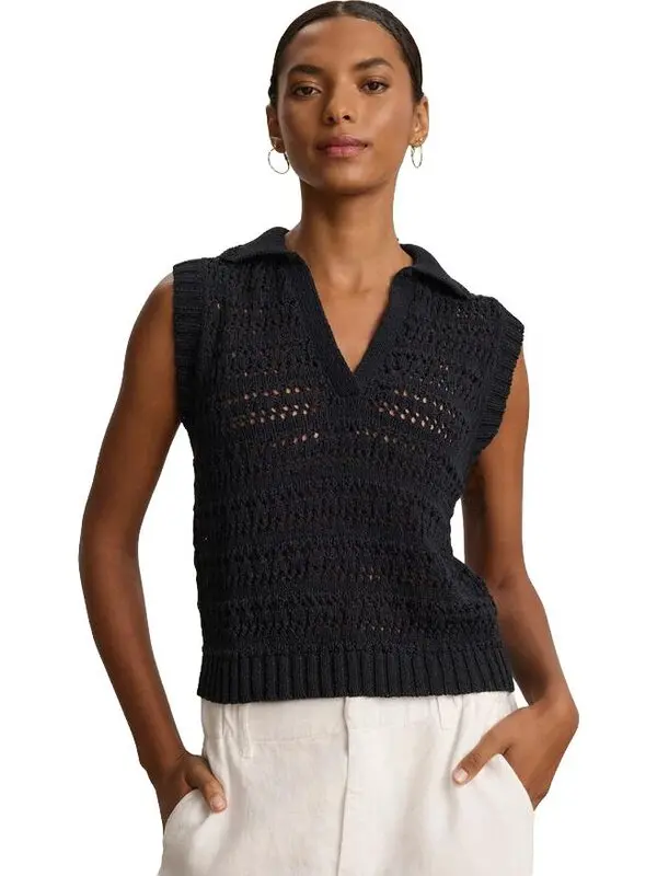 Velvet By Graham & Spencer Renee Sweater Polo - Black