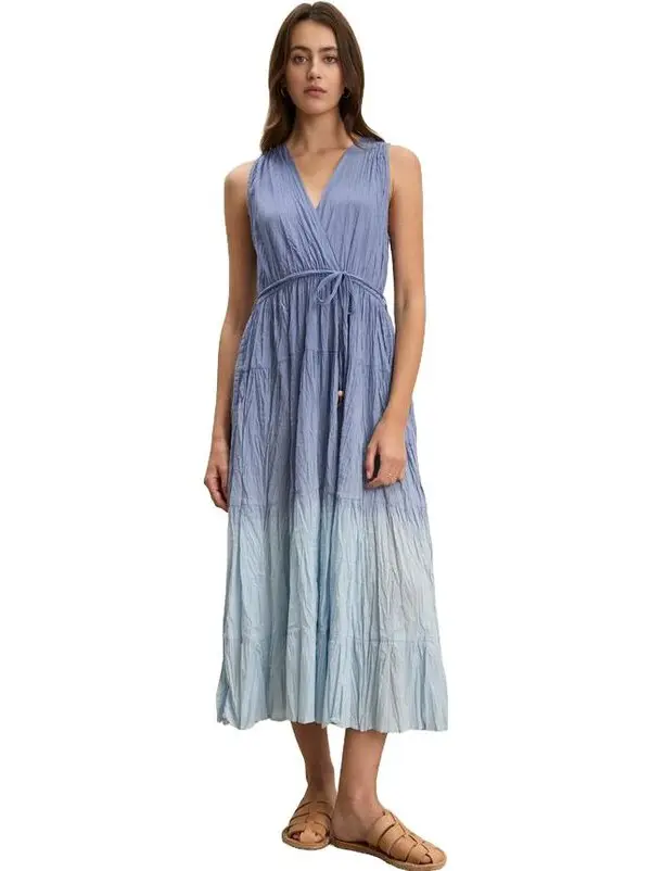 Velvet By Graham & Spencer Marilyn Dip-dye Crinkle Voile Dress - Blue