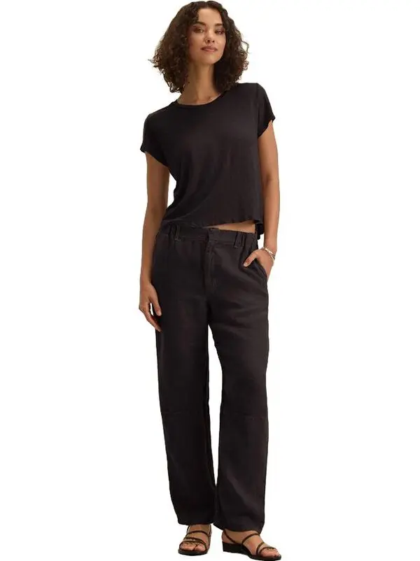 Velvet By Graham & Spencer Taylor Linen Pant - Black