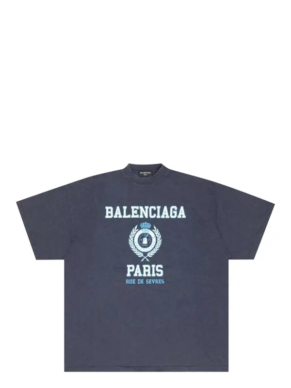 Balenciaga College Crest Oversized T-shirt 'navy - Blue