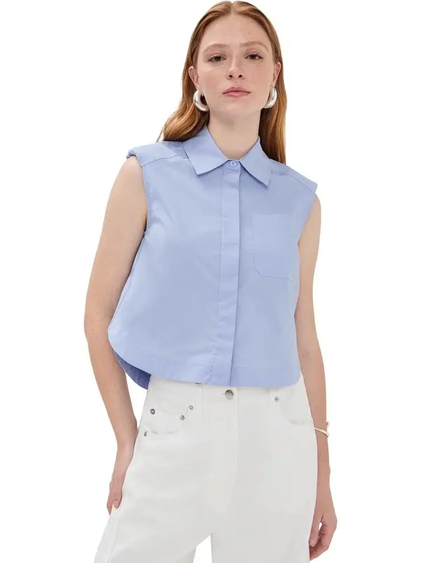 Simkhai Winslow Cropped Shirt - French Blue