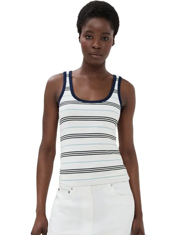 Simkhai Hawkins Tank Top - White Multi Stripe