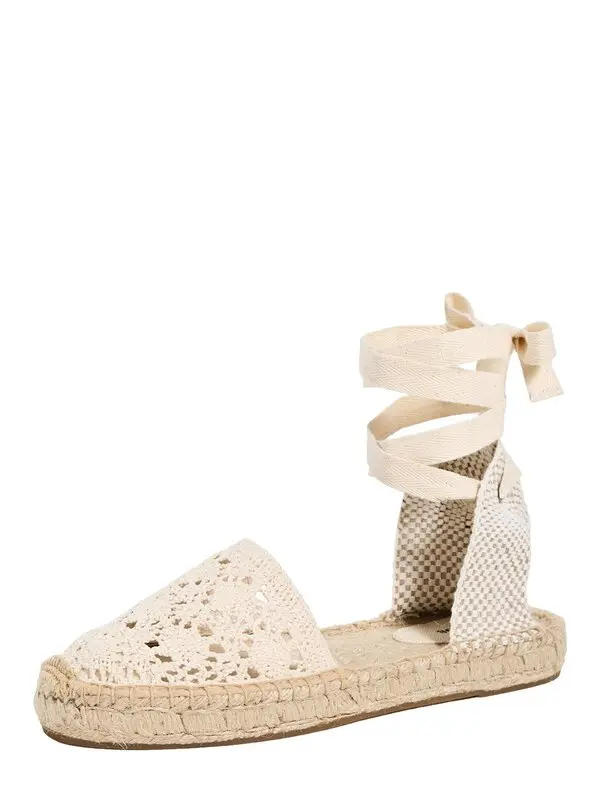 Soludos The Lauren Lace Up Crochet Espadrilles - La Concha Ivory