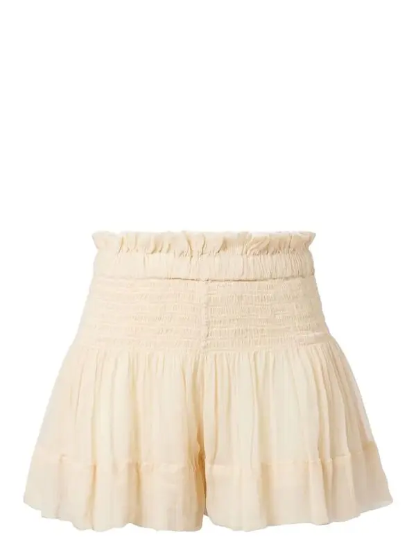 Isabel Marant Maelly Shirred Silk Shorts - Beige