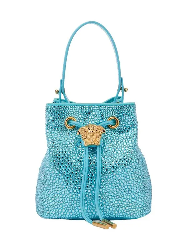 Versace La Medusa Medium Embellished Bucket Bag - Blue