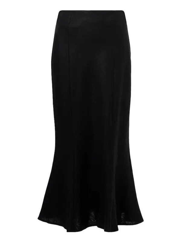 Faithfull The Brand Linen Midi Skirt - Black