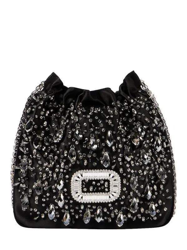 ROGER VIVIER Pilgrim Mini Embellished Bucket Bag - Black