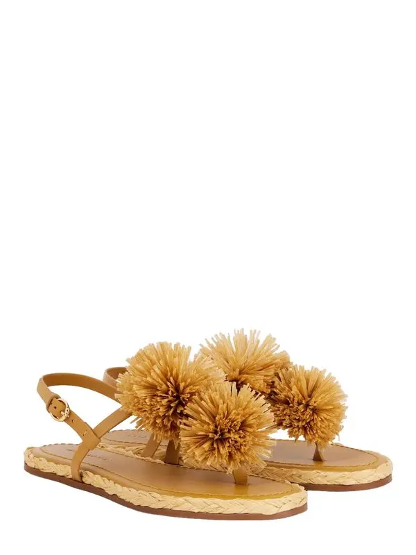 Ulla Johnson Appliqué Leather Espadrille Sandals - Beige