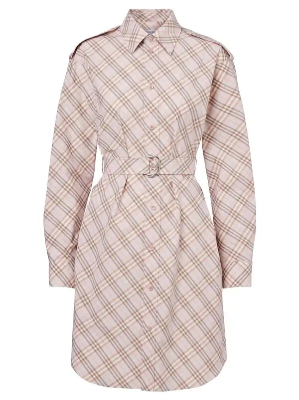 Burberry Check Cotton Shirt Dress - Pink