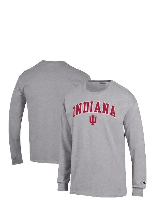 Champion Indiana Hoosiers Arch Over Logo Long Sleeve T-shirt - Heather Gray