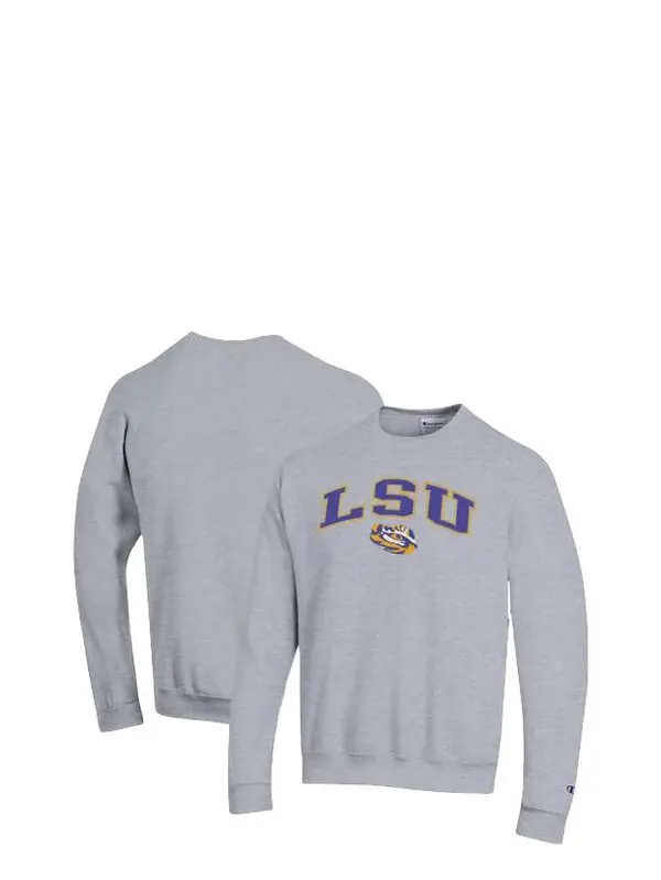 Champion Lsu Tigers Arch Over Logo Pullover Sweatshirt - Heather Gray