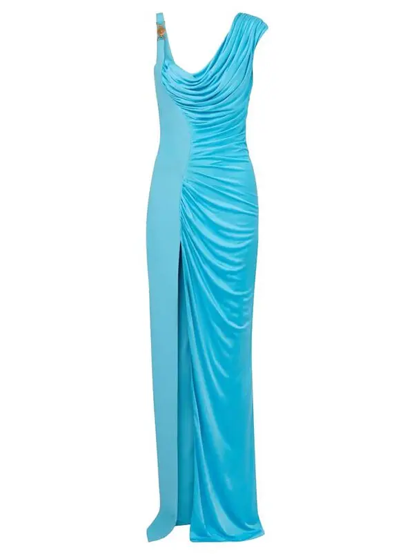 Versace Medusa Draped Gown - Blue