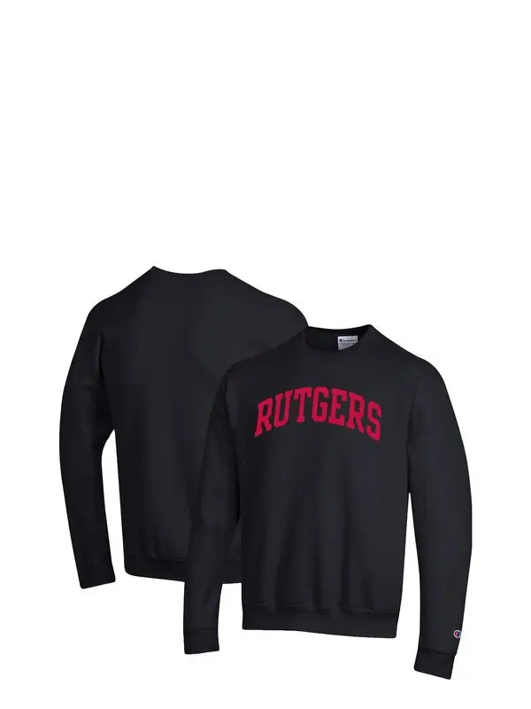 Champion Rutgers Scarlet Knights Basic Arch Fleece Pullover Sweatshirt - Black