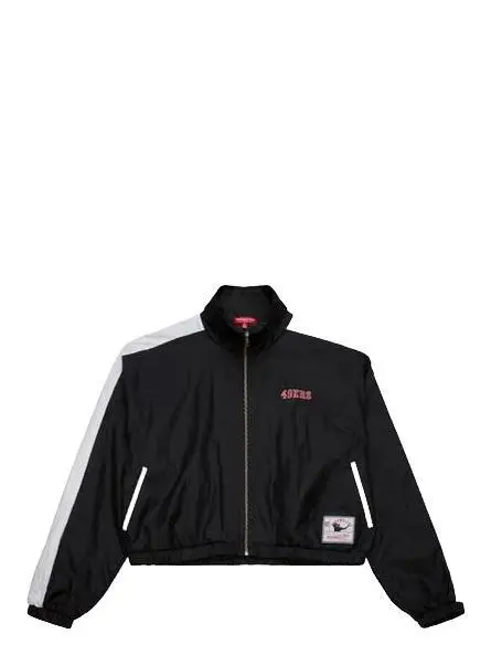 Mitchell & Ness San Francisco 49ers Nylon Cropped Full-zip Jacket - Black