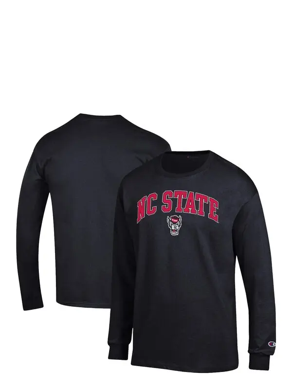 Champion Nc State Wolfpack Arch Over Logo Long Sleeve T-shirt - Black