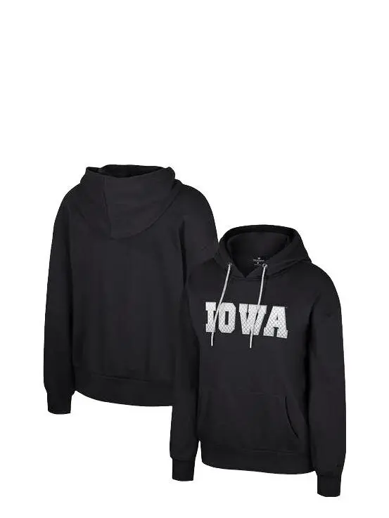 COLOSSEUM Iowa Hawkeyes Rhinestone Pullover Hoodie - Black