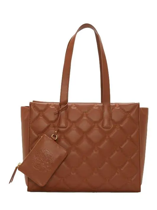 Vince Camuto Barry Quilted Leather Tote - Mid Brown