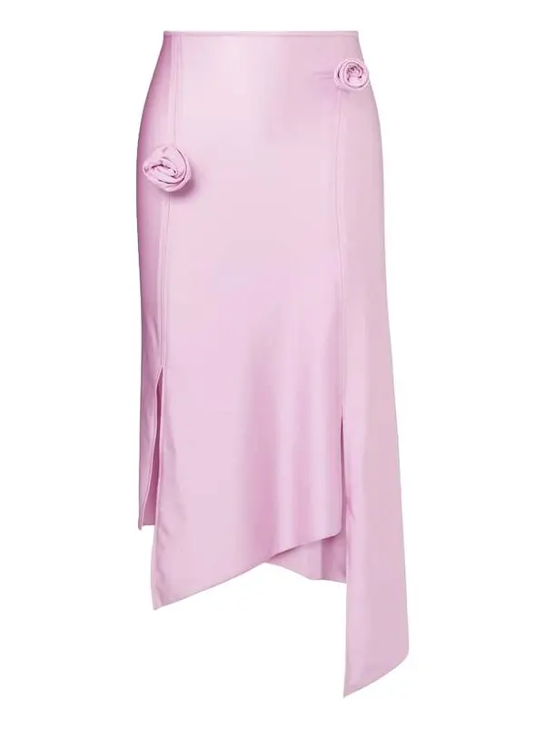 Coperni Floral-applique Satin Midi Skirt - Pink