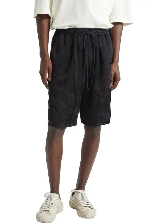 SONG FOR THE MUTE Raw Hem Elastic Waist Shorts - Black