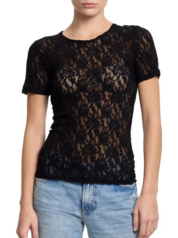 Hanky Panky Signature Lace Long Sleeve Top - Black