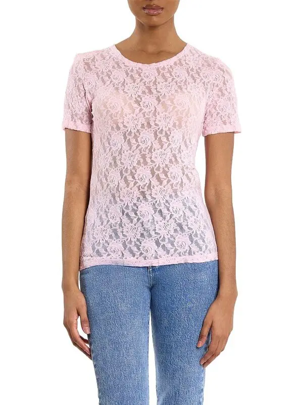 Hanky Panky Signature Lace Long Sleeve Top - Bliss Pink