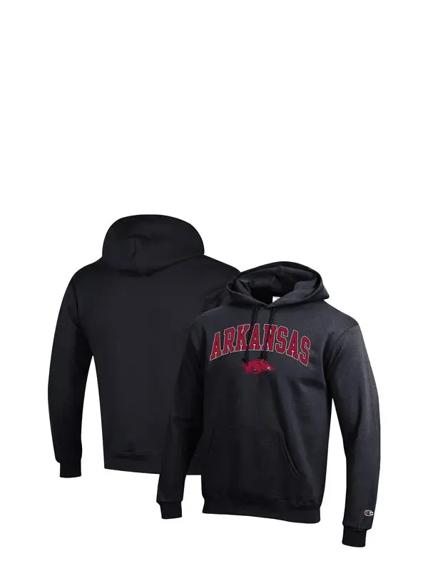Champion Arkansas Razorbacks Arched Logo Fleece Pullover Hoodie - Black