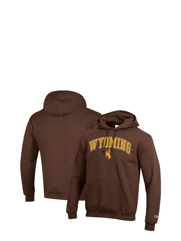 Champion Wyoming Cowboys Arch Over Logo Pullover Hoodie - Brown